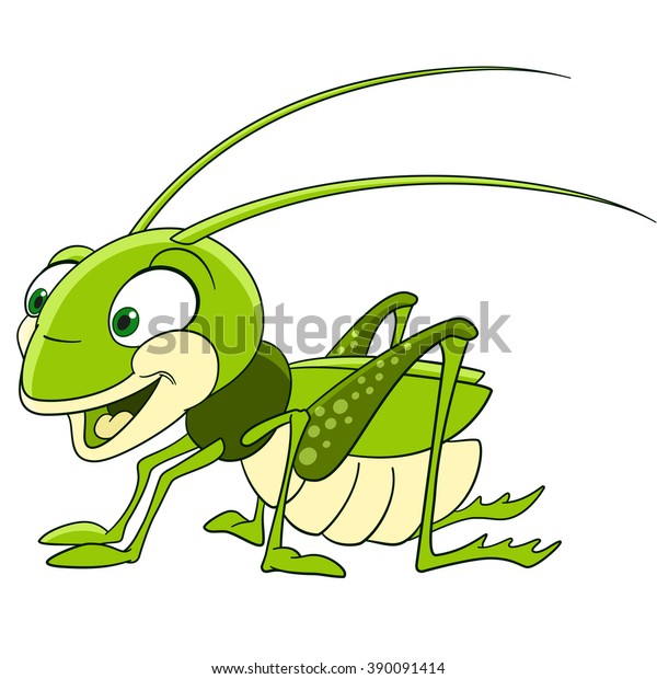 Grasshopper Locust Cartoon Character Isolated On Stock Vector (Royalty ...