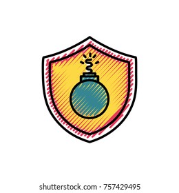 Grated Dangerous Bomb Inside Security Shield: vector de stock (libre de ...