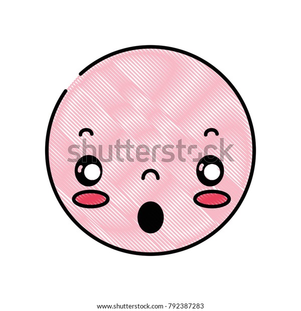 Grated Kawaii Head Cute Scared Face Stock Vector (Royalty Free ...