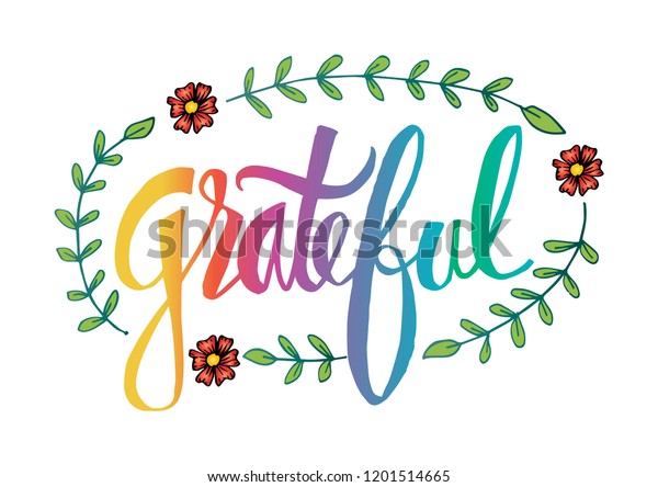 Grateful Hand Lettering Card Stock Vector (Royalty Free) 1201514665 ...