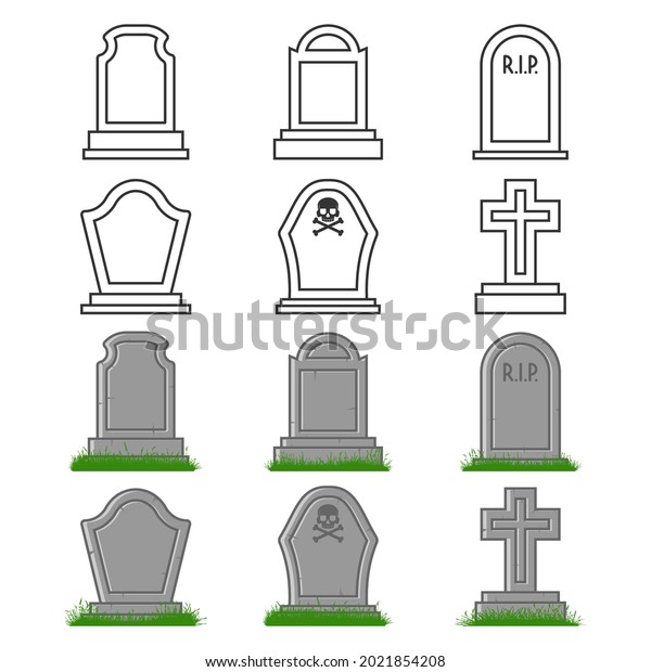 Grave Icons Vector Cartoon Set Isolated Stock Vector (Royalty Free ...