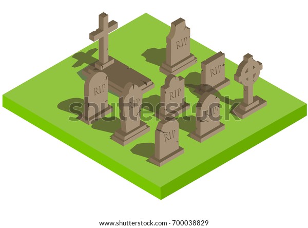Gravestones Set Isometric View Old Cemetery Stock Vector (Royalty Free ...