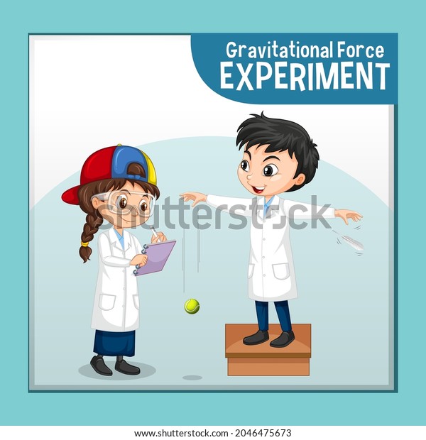Gravitational Force Experiment Scientist Kids Cartoon Stock Vector ...