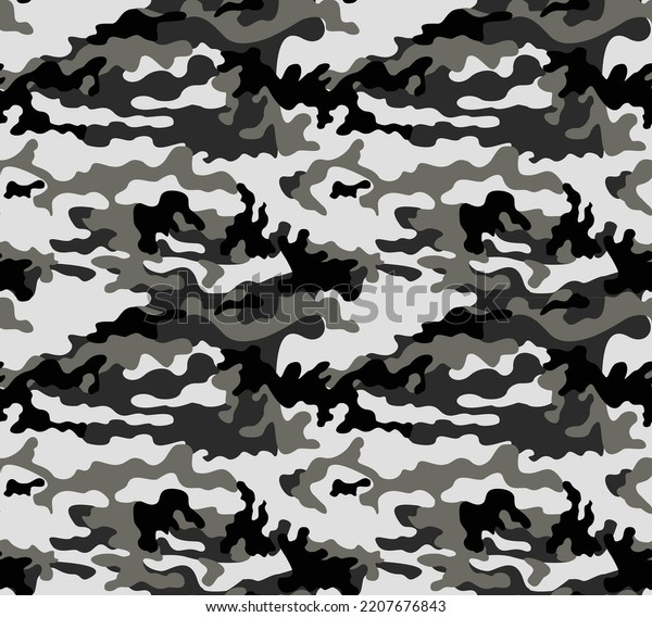 Gray Army Camouflage Winter White Background Stock Vector (Royalty Free ...