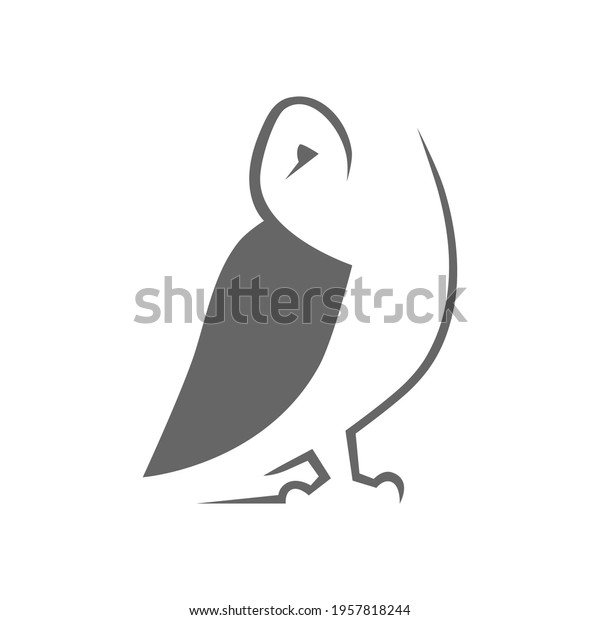 Gray Barn Owl Symbol On White Stock Vector (Royalty Free) 1957818244 ...