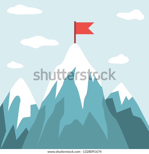 Gray Blue Cartoon Mountains Rocks Red Stock Vector (Royalty Free ...