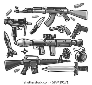 Gray Cartoon Guns Set Halftone Stock Vector (Royalty Free) 597419171 ...