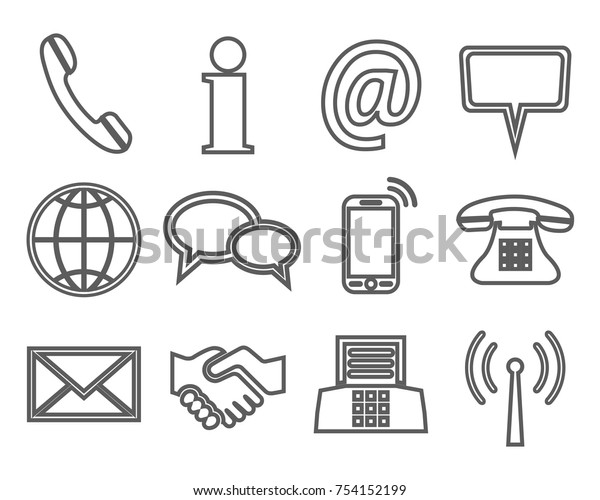 Gray Contact Icons One Line Stock Stock Vector (Royalty Free) 754152199 ...
