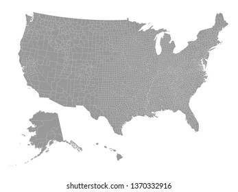 Gray Counties Map United States America Stock Vector (Royalty Free ...