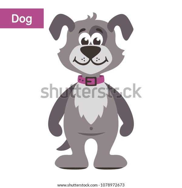 Gray Dog Cartoon Character On White Stock Vector (Royalty Free ...