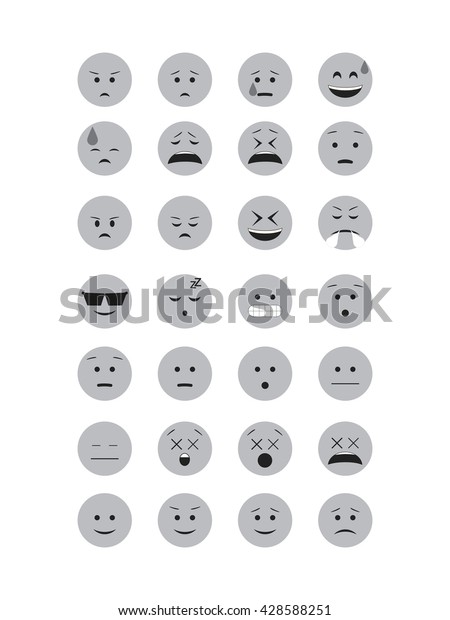 Gray Emoticon Vector Emoji Vector Smile: เวกเตอร์สต็อก (ปลอดค่า ...