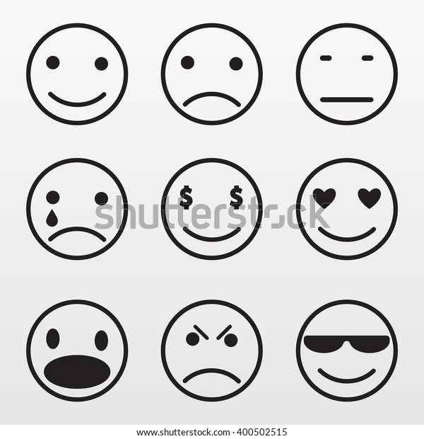 Gray Emotion Set Icons Isolated On Stock Vector (Royalty Free) 400502515