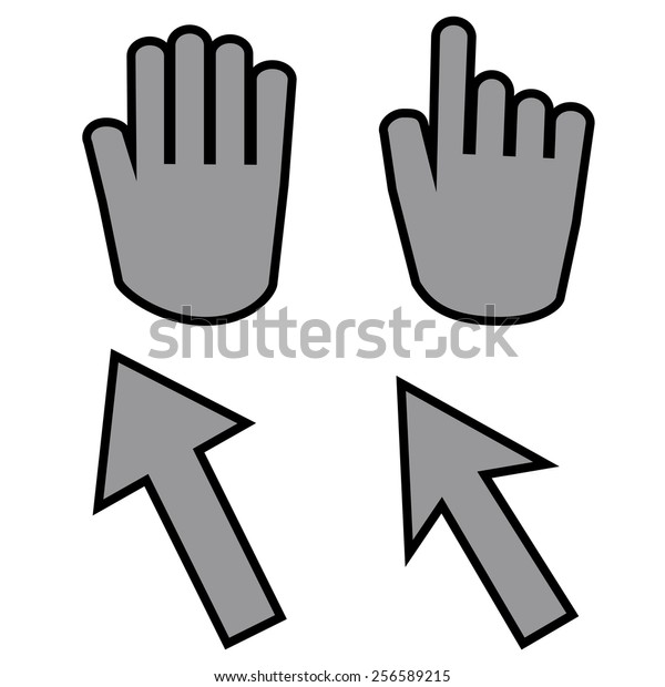 Gray Hand Cursors Icons Labels Stock Vector (Royalty Free) 256589215 ...