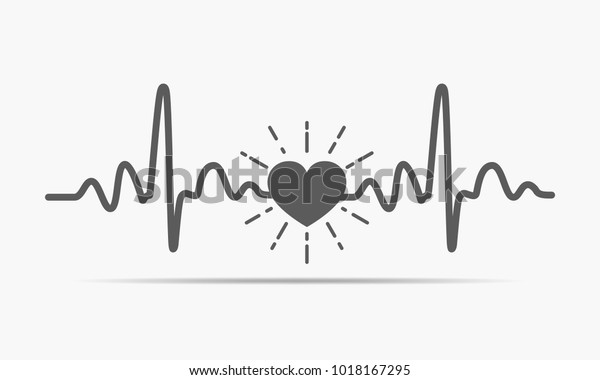 Gray Heart Icon Sign Heartbeat Vector Stock Vector (Royalty Free ...