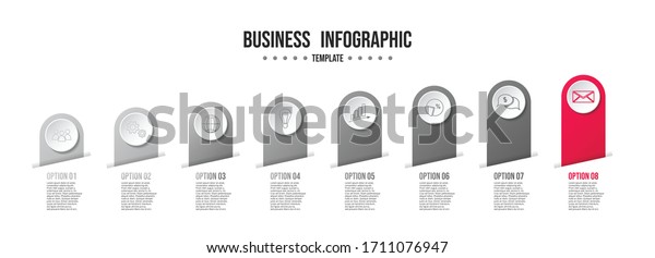Gray Infographic Template Diagram Business Icons Stock Vector (Royalty ...