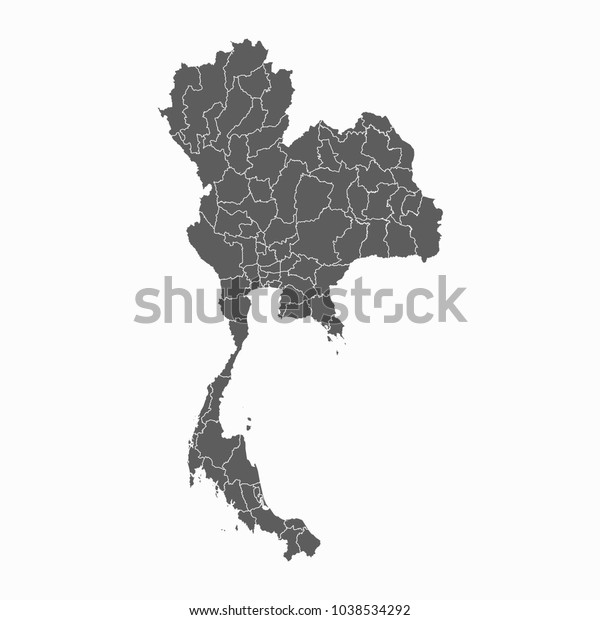 Gray Mapthailand Map Each City Border Stock Vector (Royalty Free ...