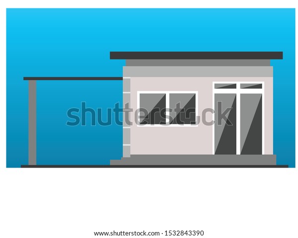 Gray Modern Style House Cartoon Image: เวกเตอร์สต็อก (ปลอดค่าลิขสิทธิ์ ...