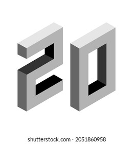 Gray Number 20 Isometric Style Isolated Stock Vector (Royalty Free ...