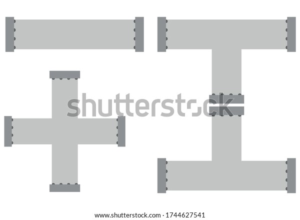 Gray Pipes On White Background Stock Vector (Royalty Free) 1744627541 ...