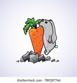 Gray Rabbit Eating Carrot Bigger Himself Stock Vector (Royalty Free ...