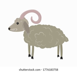 Gray Sheep Cartoon Style Drawing Isolated Stock Vector (Royalty Free ...