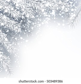Gray Winter Background Fir Branches Snow Stock Vector (Royalty Free ...
