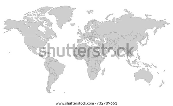 Carte du monde gris, avec toutes : image vectorielle de stock (libre de ...