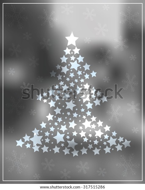 Grayscale Christmas Tree Stars On Beautiful Stock Vector (Royalty Free ...