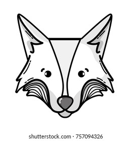 Grayscale Cute Fox Head Wild Animal Stock Vector (Royalty Free ...
