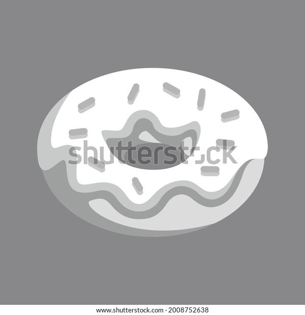 Grayscale Flat Style Donut Cartoon Illustration Stock Vector (Royalty ...