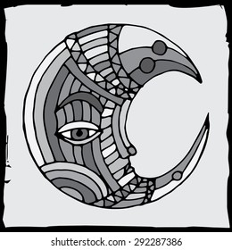Grayscale Moon Illustration Black Frame Stock Vector (Royalty Free ...