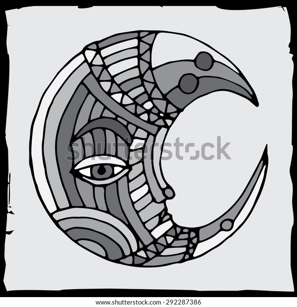 Grayscale Moon Illustration Black Frame Stock Vector (Royalty Free ...