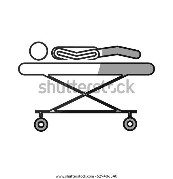 Grayscale Silhouette Pictogram Lay Down Patient Stock Vector (Royalty ...