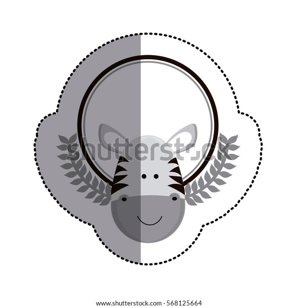 Grayscale Sticker Circle Zebra Head Olive Stock Vector (Royalty Free ...