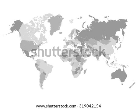 Grayscale World Map Illustration Stock Vector (Royalty Free) 319042154 ...