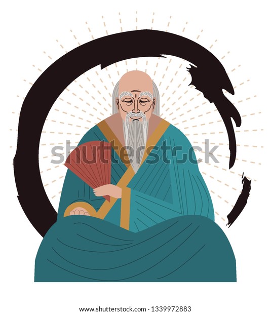 Great Ancient Chinese Tao Philosopher Meditation 스톡 벡터(로열티 프리) 1339972883