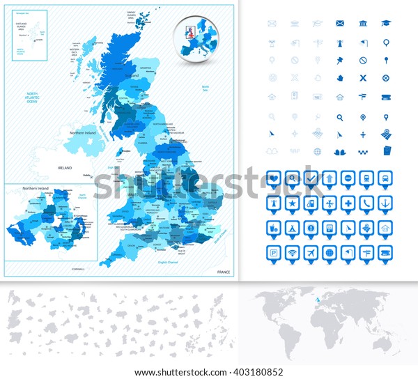 Great Britain Map Navigation Icons Large Stock Vector (Royalty Free ...