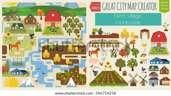 Great City Map Creatorpattern Map Village Stock Vector (Royalty Free ...
