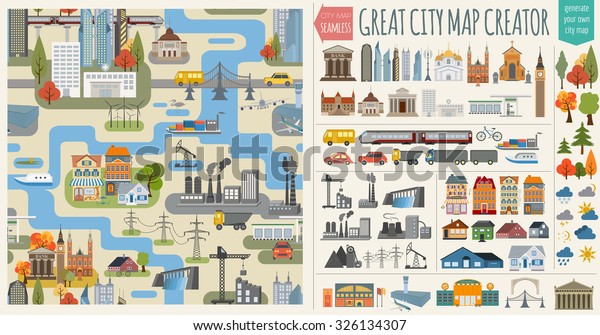 Great City Map Element Creator Seamless Stock Vector (Royalty Free ...