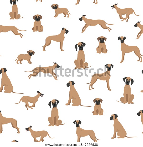 Great Dane Seamless Pattern Different Variaties Stock Vector (Royalty ...