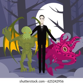 Great Horror Writer Monster Creatures Dark Stock Vector (Royalty Free ...