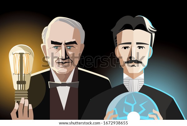 grandes inventores con bombillas: vector de stock (libre de regalías ...