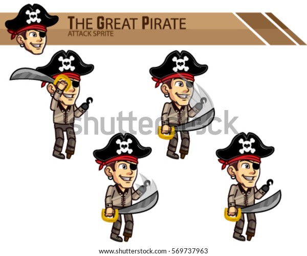 Great Pirate Cartoon Character Game Animation Stock Vector (Royalty ...