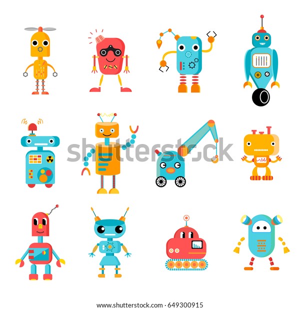 Great Robot Set Funny Colorful Robot: เวกเตอร์สต็อก (ปลอดค่าลิขสิทธิ์ ...
