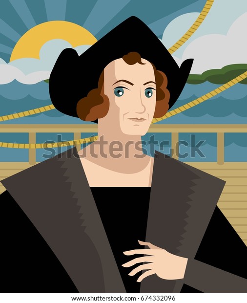 Great Spanish Sailor Discovering Americas Stock Vector (Royalty Free ...