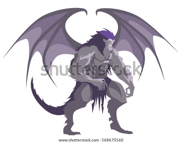 Great Winged Vampire Gargoyle Werewolf Monster Stock Vector (Royalty ...