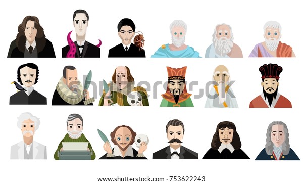 Greatest Writers Philosophers Thinkers Stock Vector (Royalty Free ...