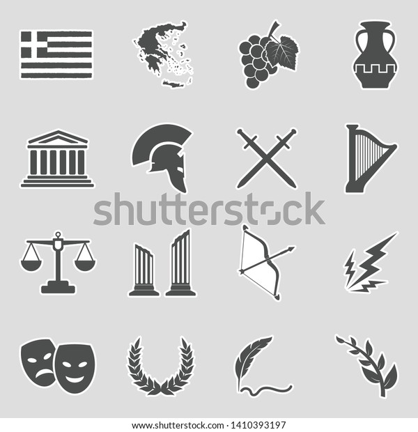 Greece Icons Sticker Design Vector Illustration Stock Vector (Royalty ...