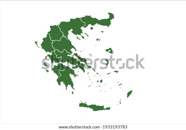 Greece Map Green Color On White Stock Vector (Royalty Free) 1933193783 ...