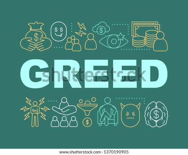 Greed Word Concepts Banner Pride Presentation Stock Vector (Royalty ...